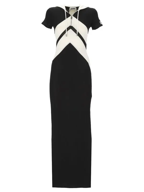 JEAN PAUL GAULTIER Short Sleeve Maxi Dress With Chevron Detail - Black
