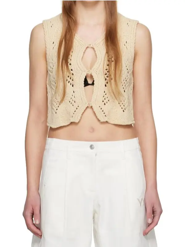 OPEN YY Cropped Argyle Vest - Beige