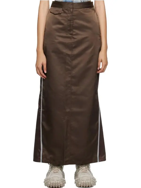 OPEN YY Double Pocket Maxi Skirt - Brown