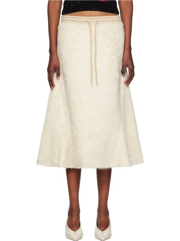 OPEN YY Faux Fur Midi Skirt - Cream