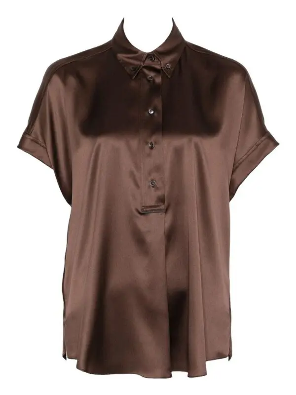 Brunello Cucinelli Short-sleeve Collared Blouse - Brown