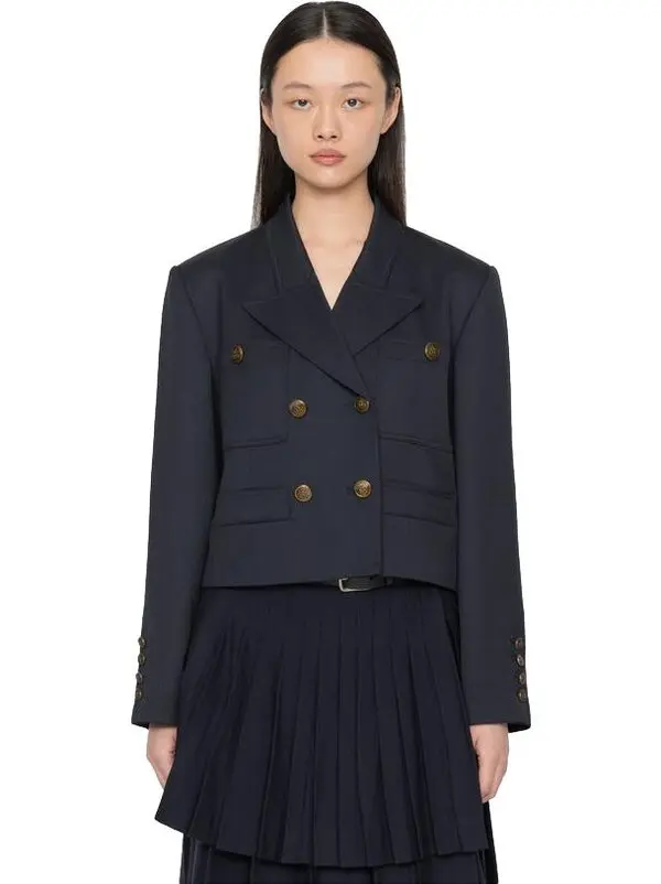 Sea Taliyah Cropped Double-breasted Blazer - Black