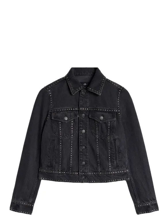 7 For All Mankind Studded Trucker Jacket - Blue