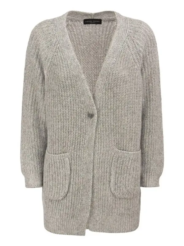 Fabiana Filippi Ribbed-knit Buttoned Cardigan With Pockets - Gray
