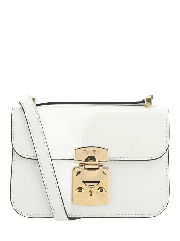 Miu Miu Logo Clamshell Crossbody Bag - White