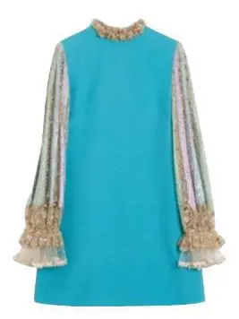Valentino Garavani Long-sleeved Embroidered Wool Dress - Multi-color