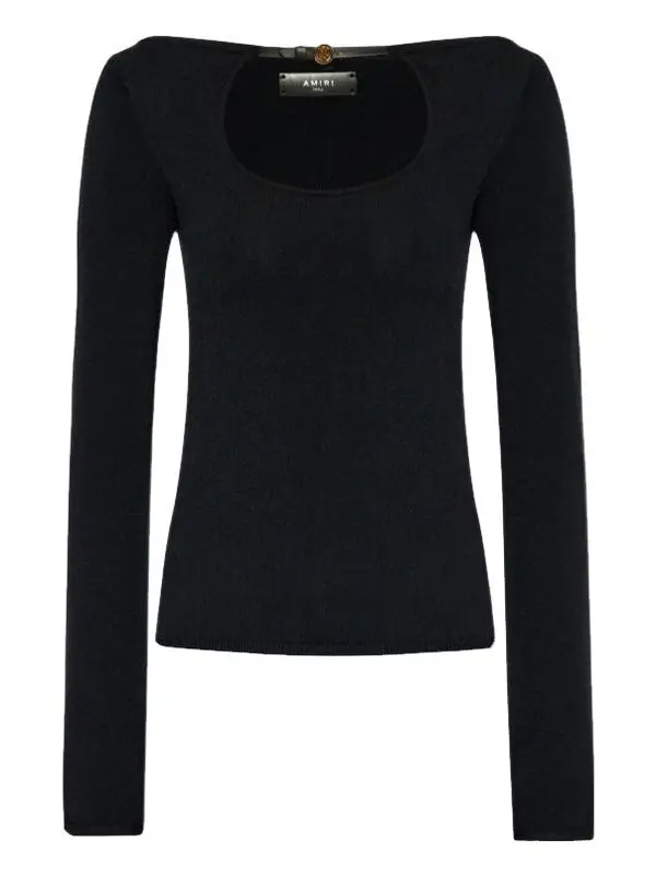 Amiri Long Sleeve Logo Plaque Top - Black