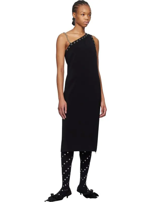 We11Done Asymmetrical Dress With Chain Straps - Black