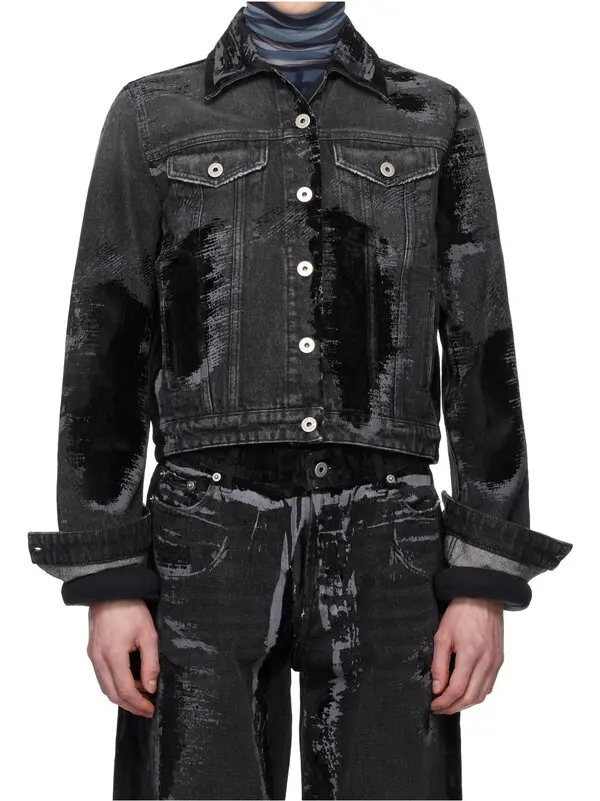 JEAN PAUL GAULTIER The Flocked Denim Jacket - Black