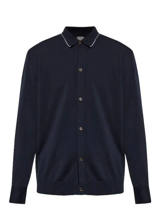 Eleventy Contrast Trim Knitted Top - Navy Blue