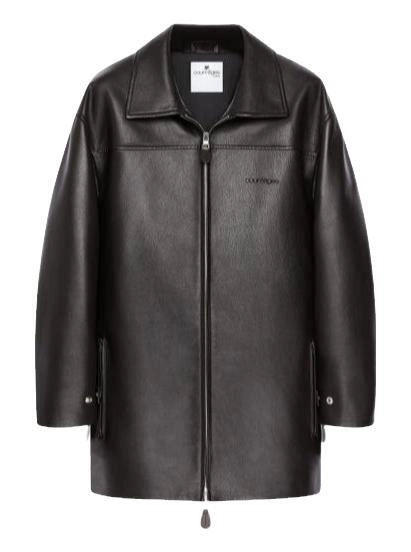 COURREGES Oversized Leather Zip-up Jacket - Deep Brown