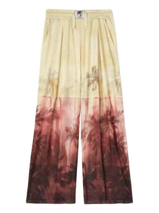 Palm Angels Sunset Palms Wide Leg Trousers - Nude