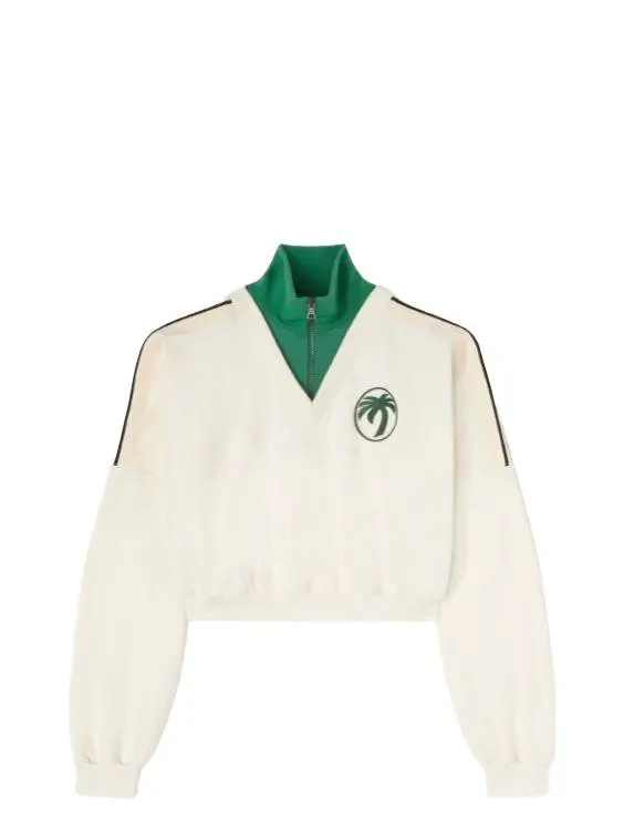 Palm Angels Oval Palm Zip-collar Sweatshirt - White