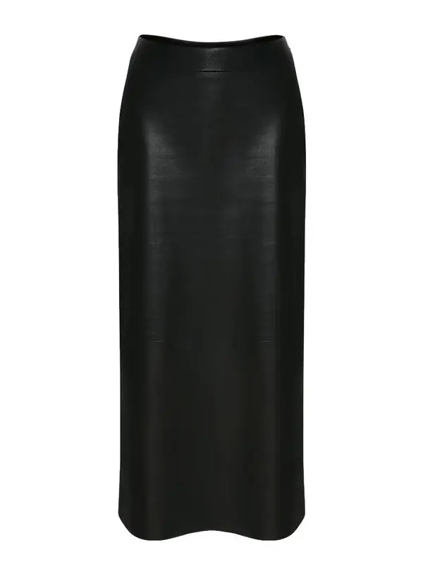 Alexander McQueen A-line Leather Midi Skirt - Black