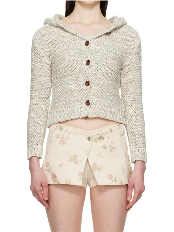 OPEN YY Hooded Chunky Cardigan - Beige
