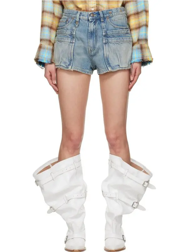 R13 D'arcy Multi-pocket Denim Shorts - Veiled Blue