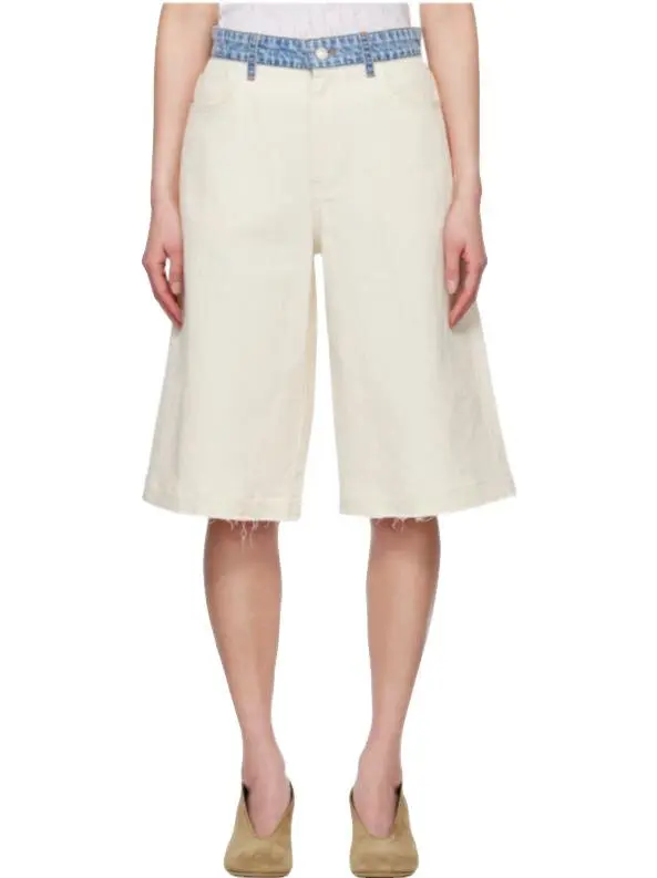 Moschino Denim Belt Loop Shorts - White