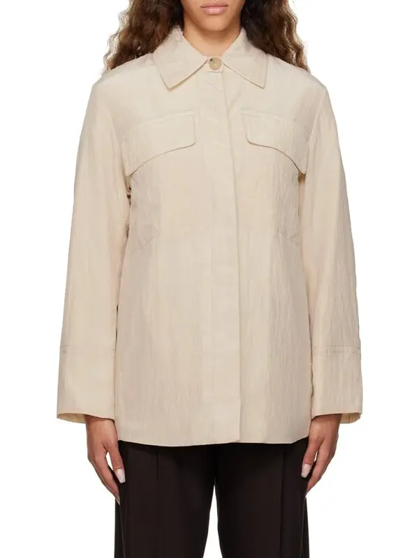 Vince Button Front Logo Lapel Jacket - Nude