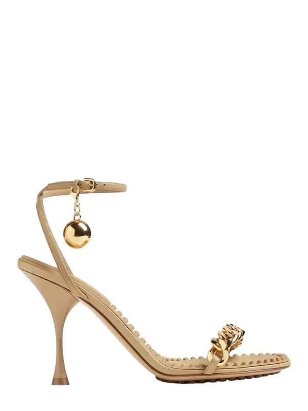 Bottega Veneta Logo High-heeled Sandals With Chain Detailing - Nude