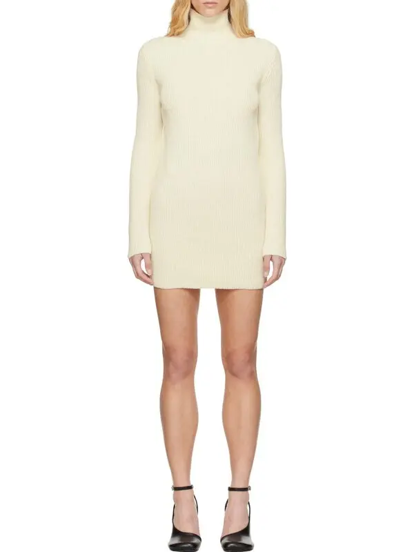 MAISON MARGIELA Slitted Turtleneck Minidress - Off-white