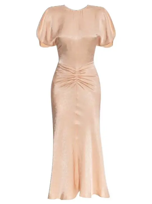 Victoria Beckham Draped Detailing Midi Dress - Nude