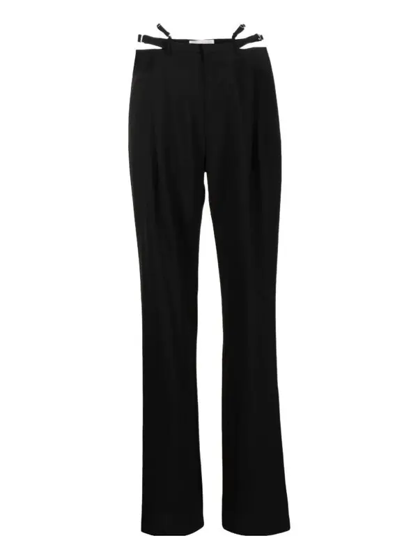 DION LEE Straight Leg Logo Buckle Pants - Black