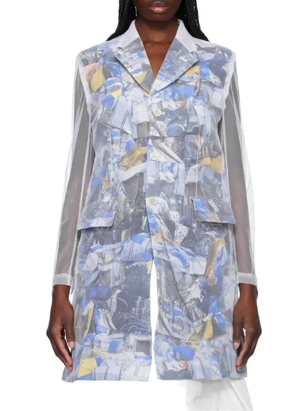 Comme Des Garçons Layered Graphic Mesh Jacket - Multicolor