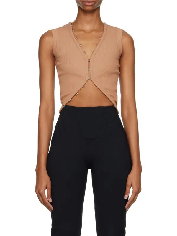 DION LEE Ribbed Cropped Vest - Black