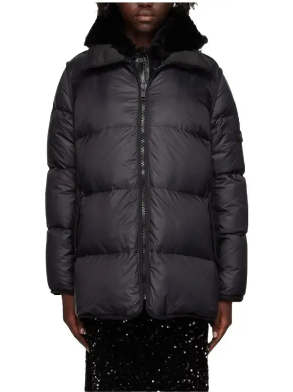 YVES SALOMON Logo Quilted Down Jacket - Black