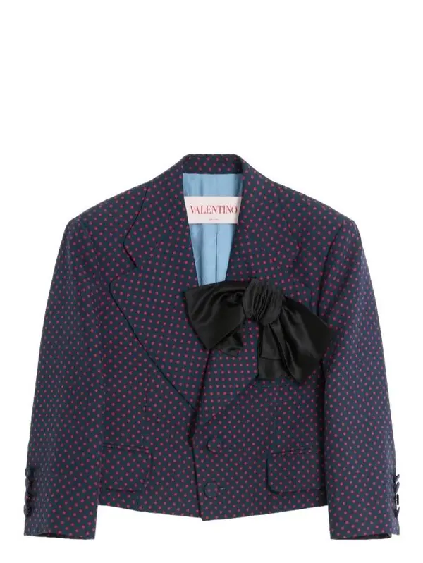 Valentino Garavani Printed Bow Detailed Jacket - Navy Blue/red