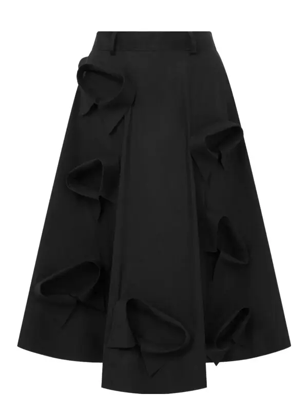 Moschino Stretch-cotton Poplin Midi Skirt With Appliqué Detailing - Black