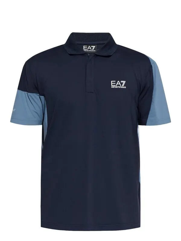 EA7 Polo Shirt With Printed Logo - Navy Blue