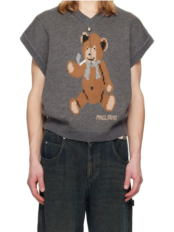 MAGLIANO Teddy Bear Vest-style Knit Sweater - Black