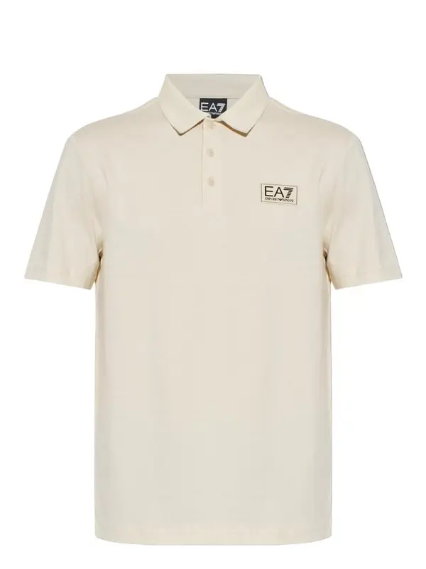 EA7 Polo Shirt With Logo Patch - Cream