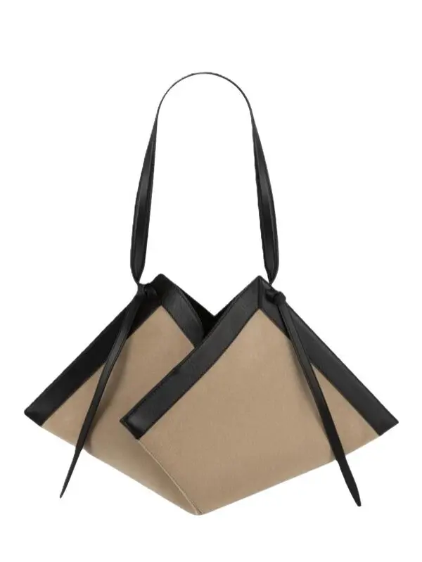 Yuzefi Large Geometric Shoulder Bag - Nude