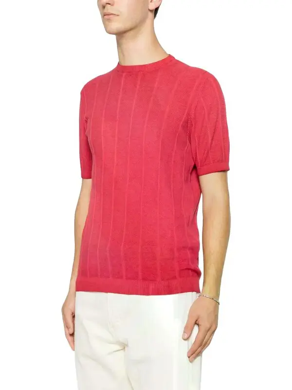 JEORDIE'S Ribbed Knit Short-sleeve Sweater - Red