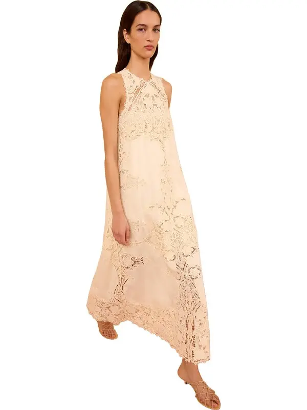 Ulla Johnson Embroidered Linen A-line Dress - Ivory