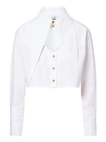 VIVIENNE WESTWOOD Cut-out Heart Cropped Cotton Shirt - White