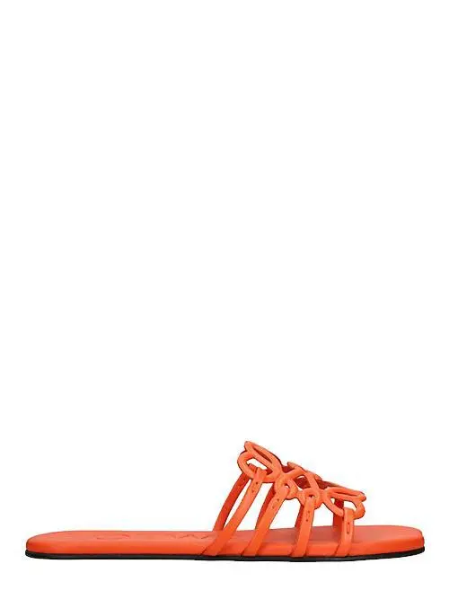 Loewe Petal Anagram Leather Slides - Orange
