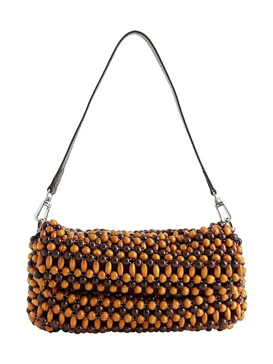 Staud Timmy Beaded Shoulder Bag - Multi Wood Beads