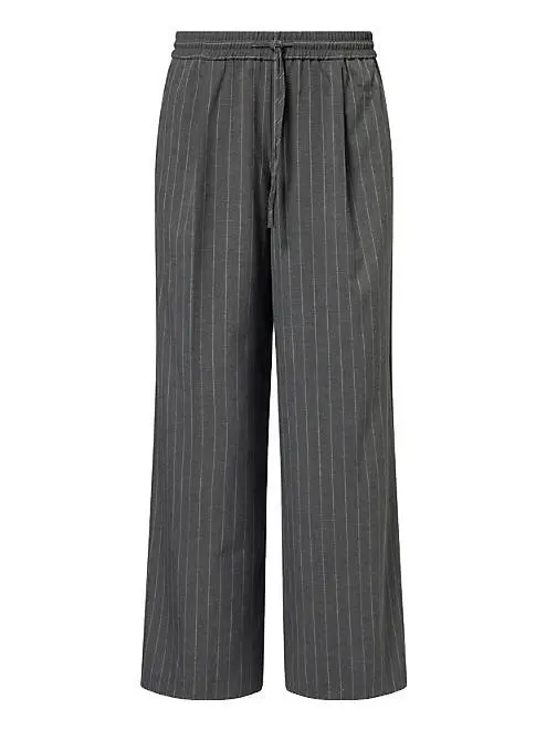 TALA Pinstriped Wide-leg Trousers - Charcoal Grey Stripe