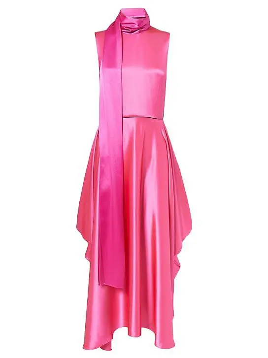 ROKSANDA Aela Hammered Satin Maxi Dress - Taffy / Ultra Pink