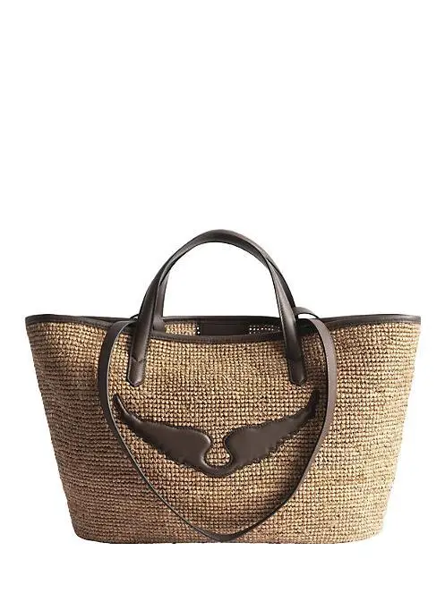 Zadig&Voltaire Le Wings Raffia Shoulder Bag - Wood
