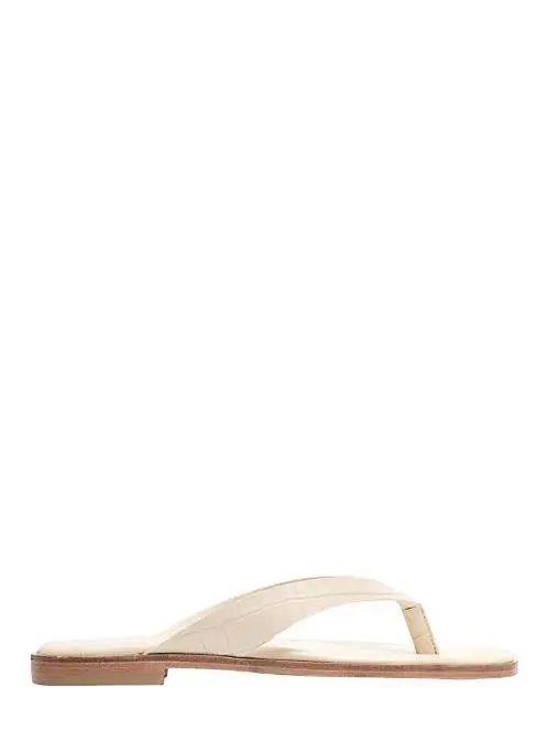 Whistles Croc-embossed Leather Flip-flops - White