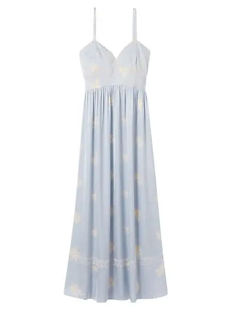 Claudie Pierlot Floral Sweetheart Neck Midi Dress - Light Print