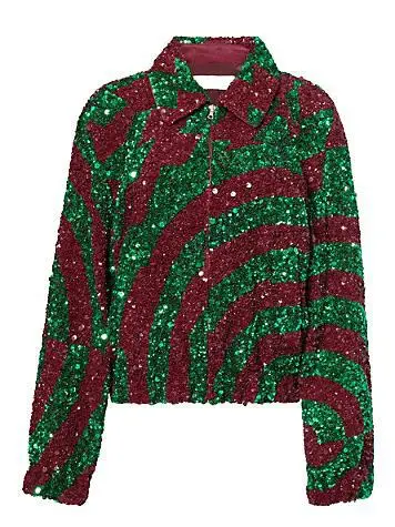 Dries Van Noten Sequined Satin Jacket - Burgundy
