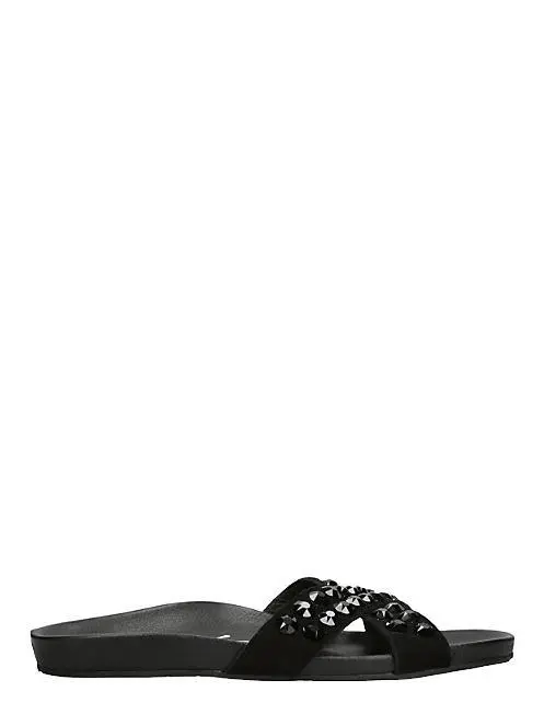 PEDRO GARCIA Embellished Suede Slides - Black