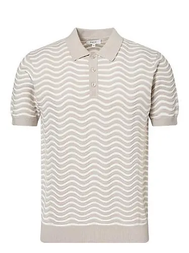ARNE Wave Knitted Polo Shirt - Stone White