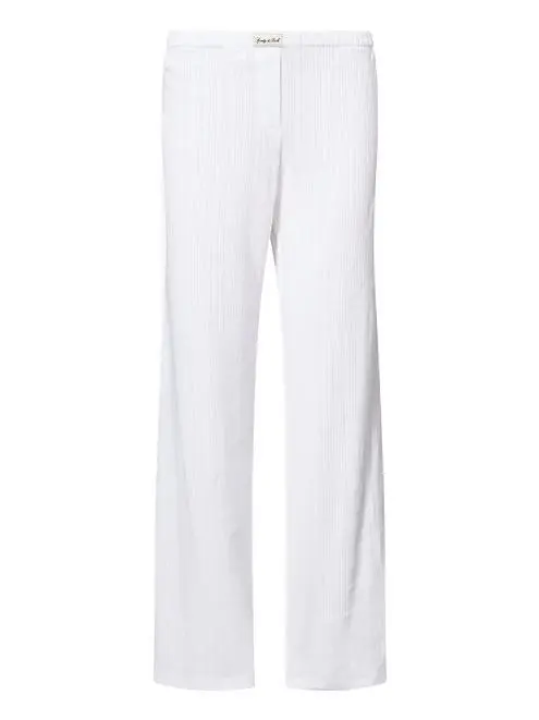 SPORTY & RICH Logo-patch Pointelle Cotton Trousers - White