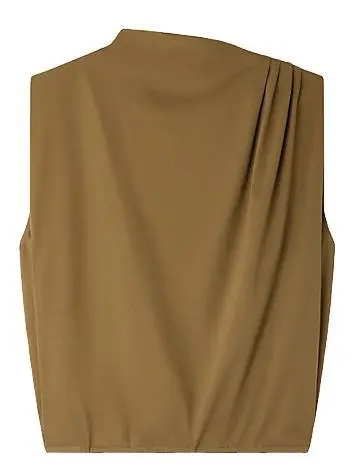Soeur Idris Draped Cotton Top - Beige Vert